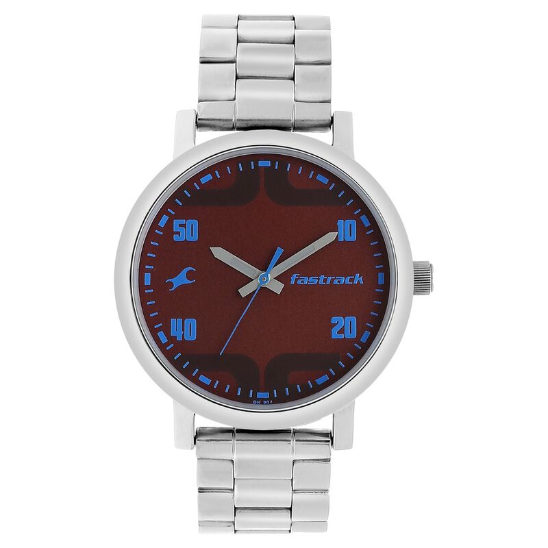 Buy Online Fastrack Bold Quartz Analog Brown Dial Stainless Steel Strap ...
