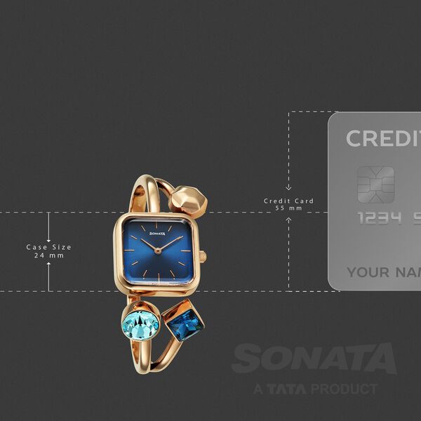 Buy Online Sonata Aura Quartz Analog Blue Dial Rose Gold Stainless ...