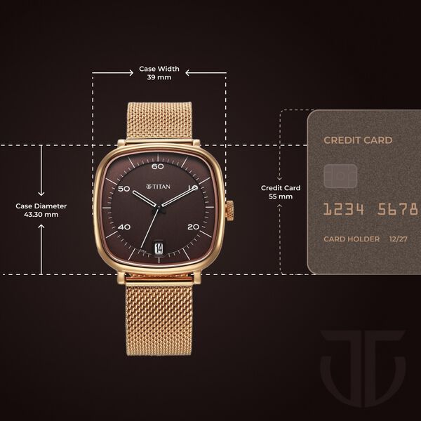 Buy Online Titan Neo Curve Quartz Analog with Date Brown Dial Stainless ...