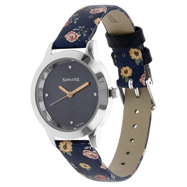 Buy Online Sonata Quartz Analog Blue Dial Leather Strap Watch for Women ...