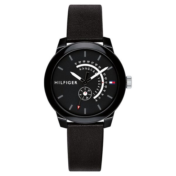 Buy Online Tommy Hilfiger Quartz Analog with Date Black Dial Leather ...