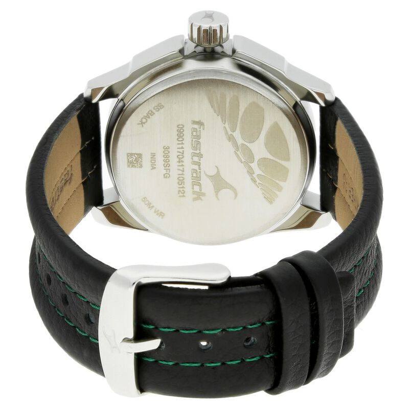 Buy Online Fastrack Quartz Analog Green Dial Leather Strap Watch for ...