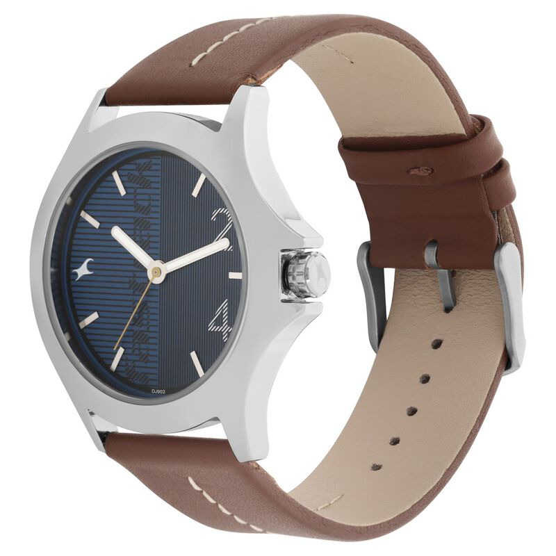 Buy Online Fastrack Quartz Analog Blue Dial Leather Strap Watch for ...