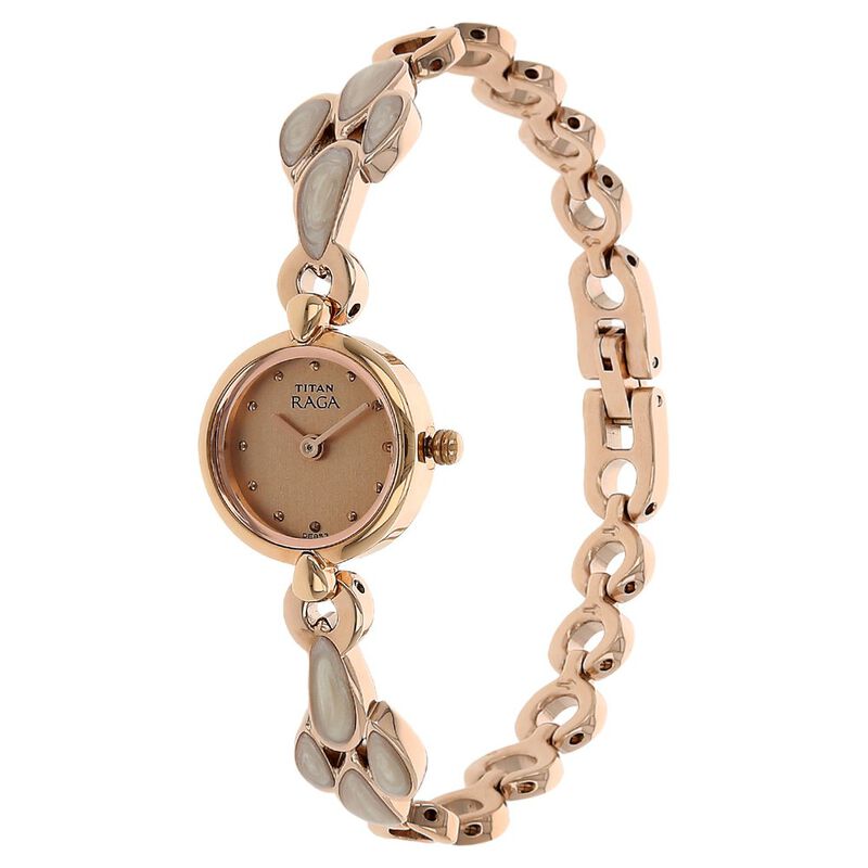 Buy Online Titan Raga Rose Gold Dial Analog Metal Strap watch for Women ...