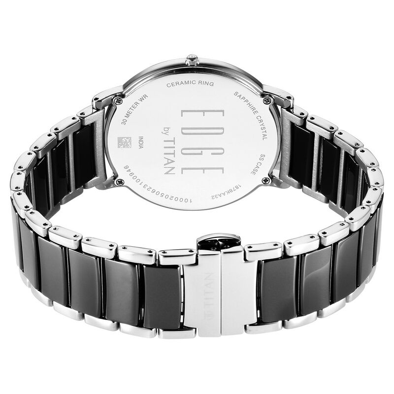 Buy Online Titan Edge Fusion Quartz Analog Black Dial Two Toned Steel ...