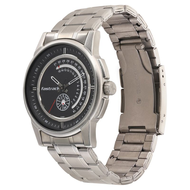 Buy Online Fastrack Go Skate Quartz Analog with Day and Date Black Dial ...