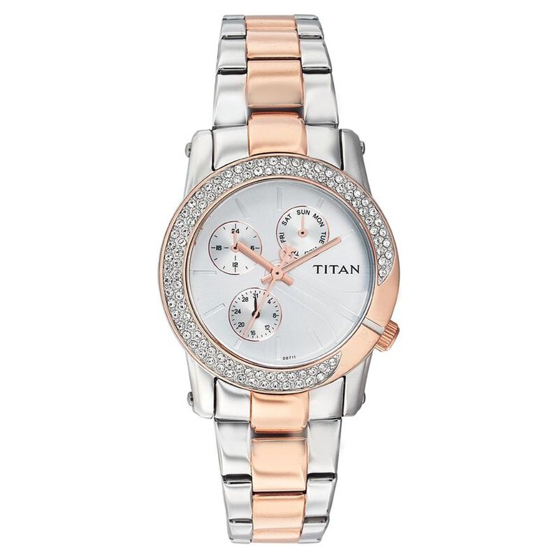 Buy Online Titan Quartz Multifunction Silver Dial Watch for Women ...