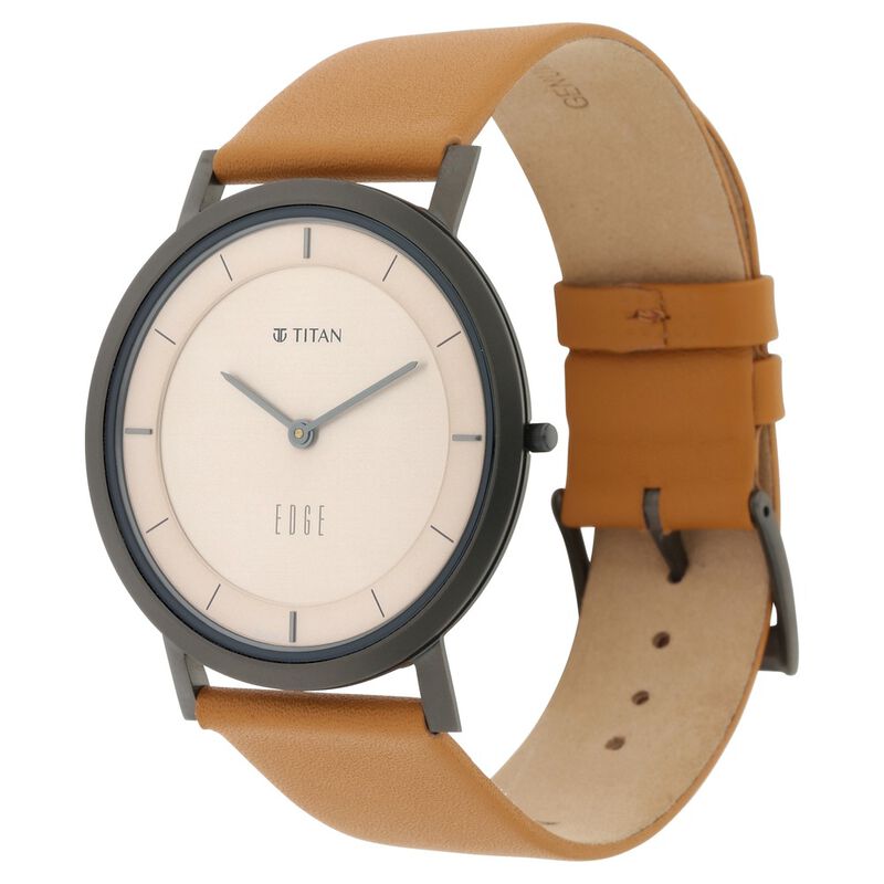 Buy Online Titan Edge Beige Dial Analog Leather Strap watch for Men ...