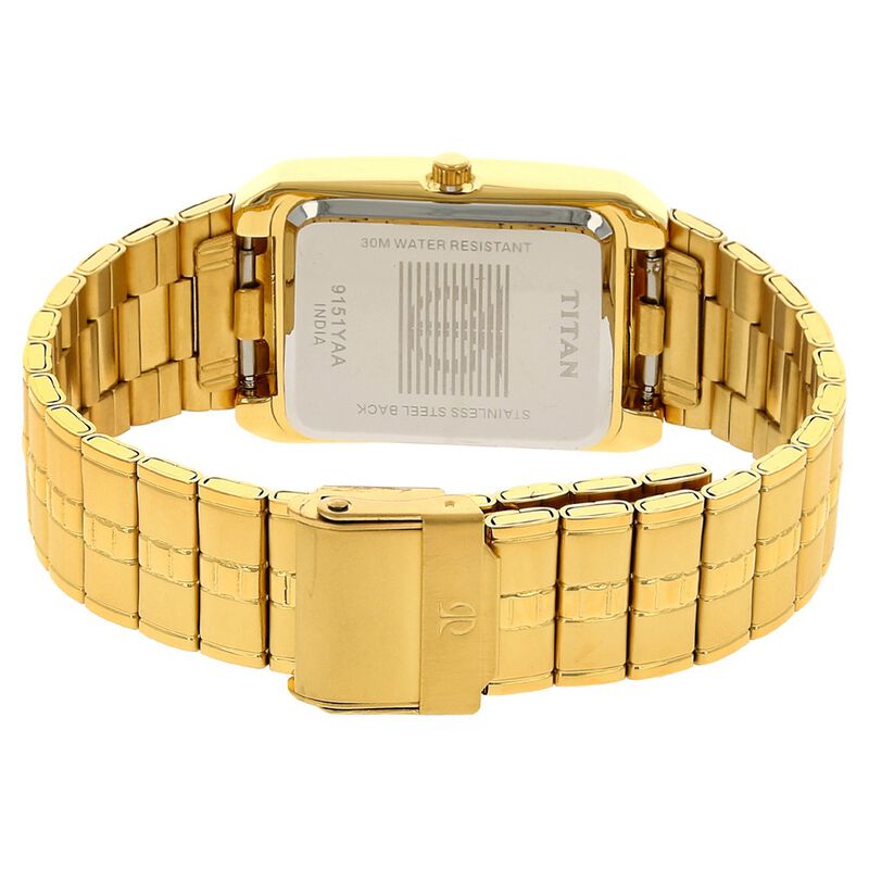 Buy Online Titan Golden Dial Analog with DateMetal Strap watch for Men ...