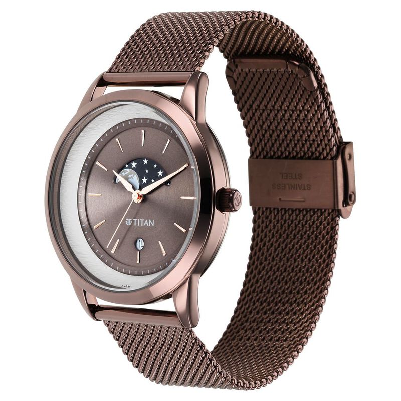 Buy Online Titan Crescent Brown Dial Analog Stainless Steel Strap watch ...