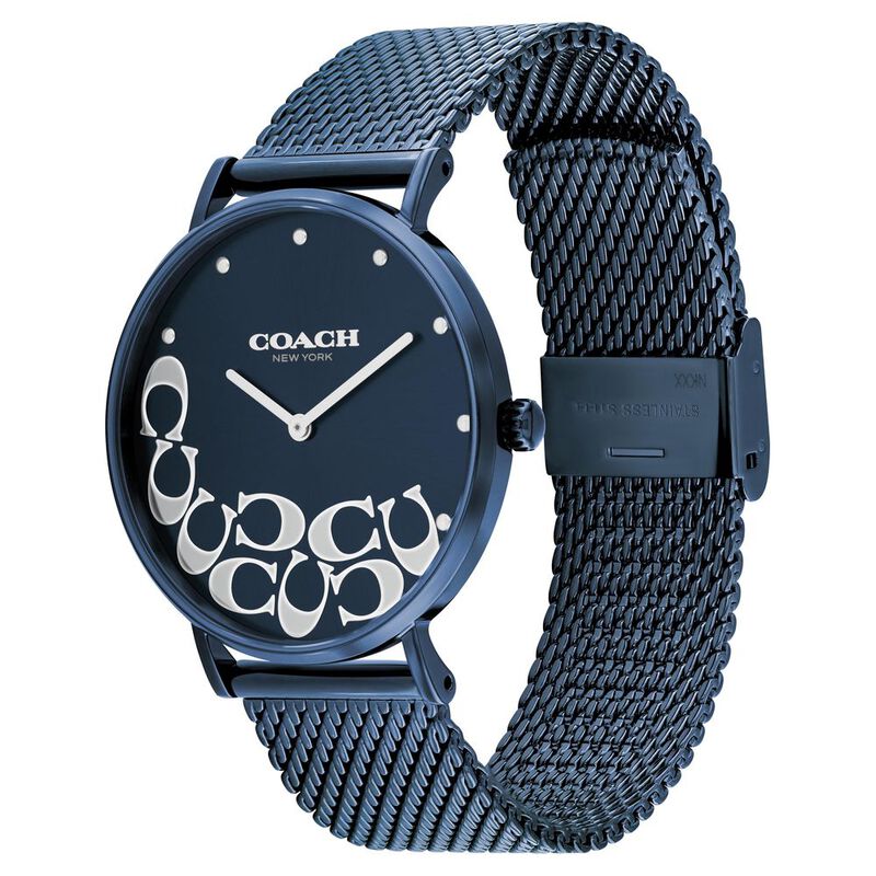 Buy Online Coach Quartz Analog Blue Dial Stainless Steel Strap Watch ...