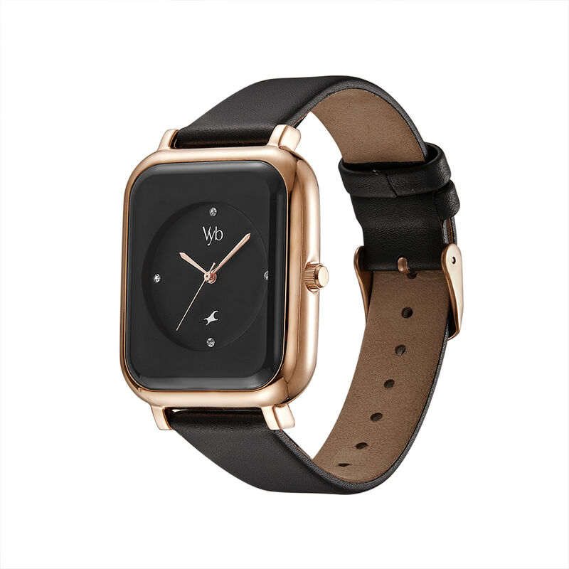Buy Online Fastrack Vyb Muse Quartz Analog Black Dial Leather Strap ...