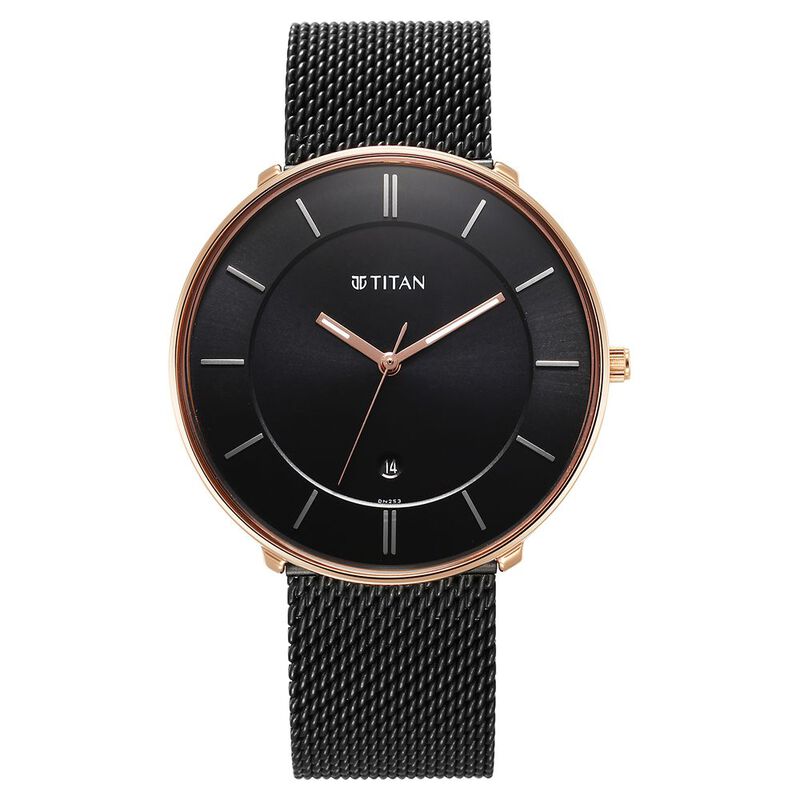 Buy Online Titan Noir Black Dial Analog Stainless Steel Strap watch for ...