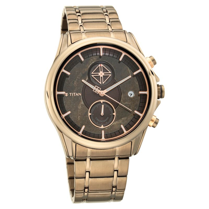 Buy Online Titan Grandmaster Brown Dial Chronograph Stainless Steel ...