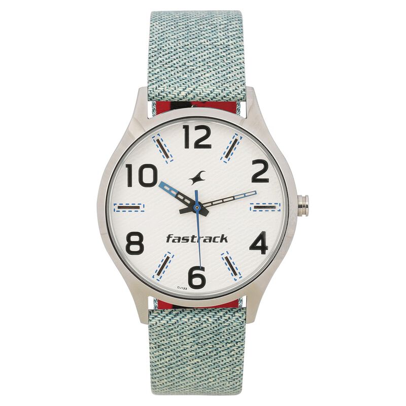 Buy Online Fastrack Denim Quartz Analog White Dial Leather Strap Watch ...