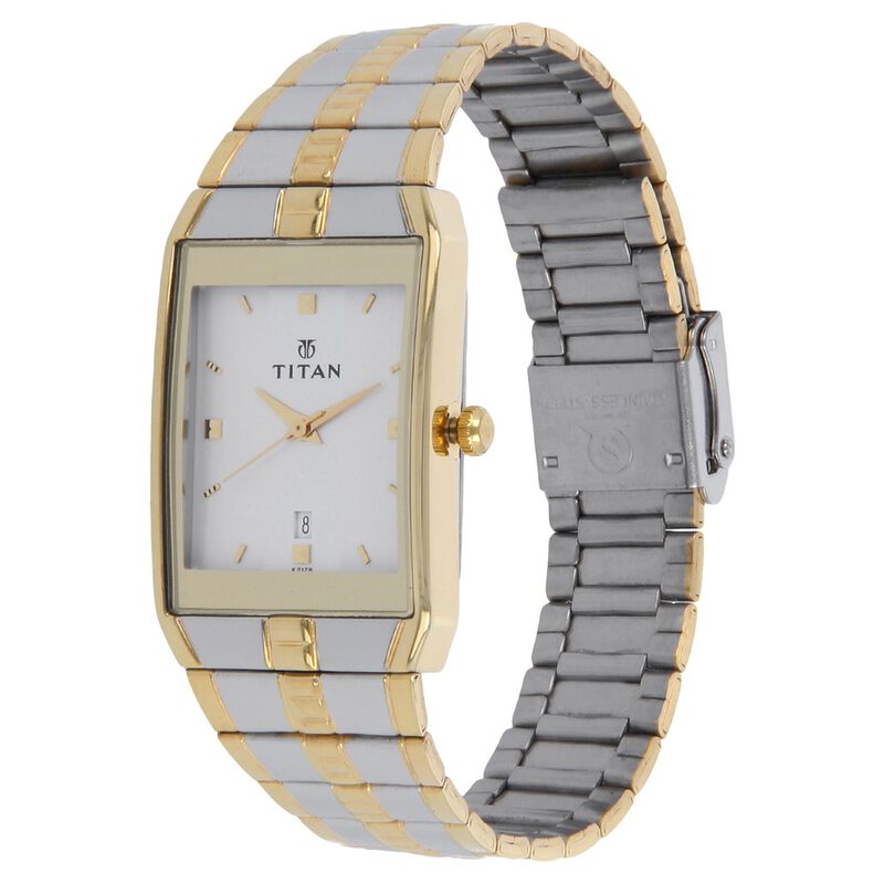 Buy Online Titan Quartz Analog with Date Silver Dial Stainless Steel ...