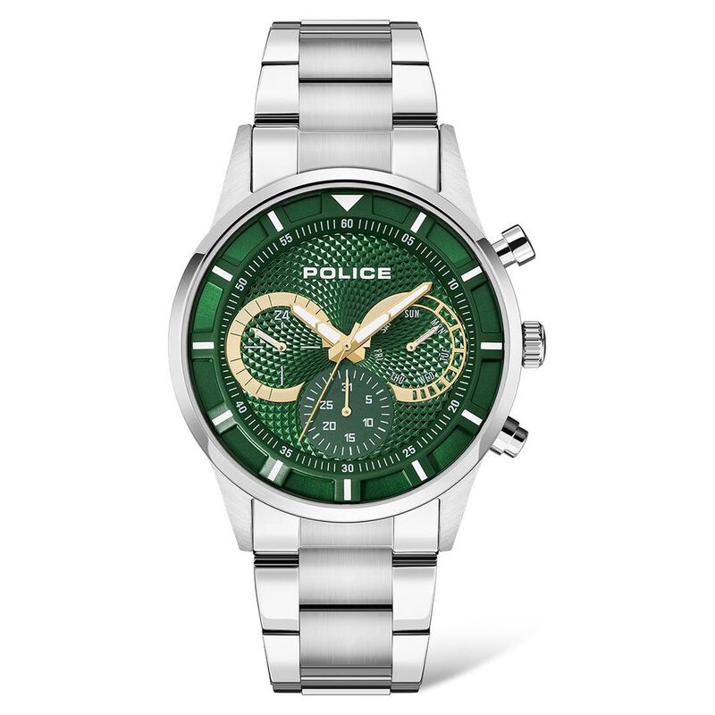 Buy Online Police Quartz Multifunction Green Dial Stainless Steel Strap ...