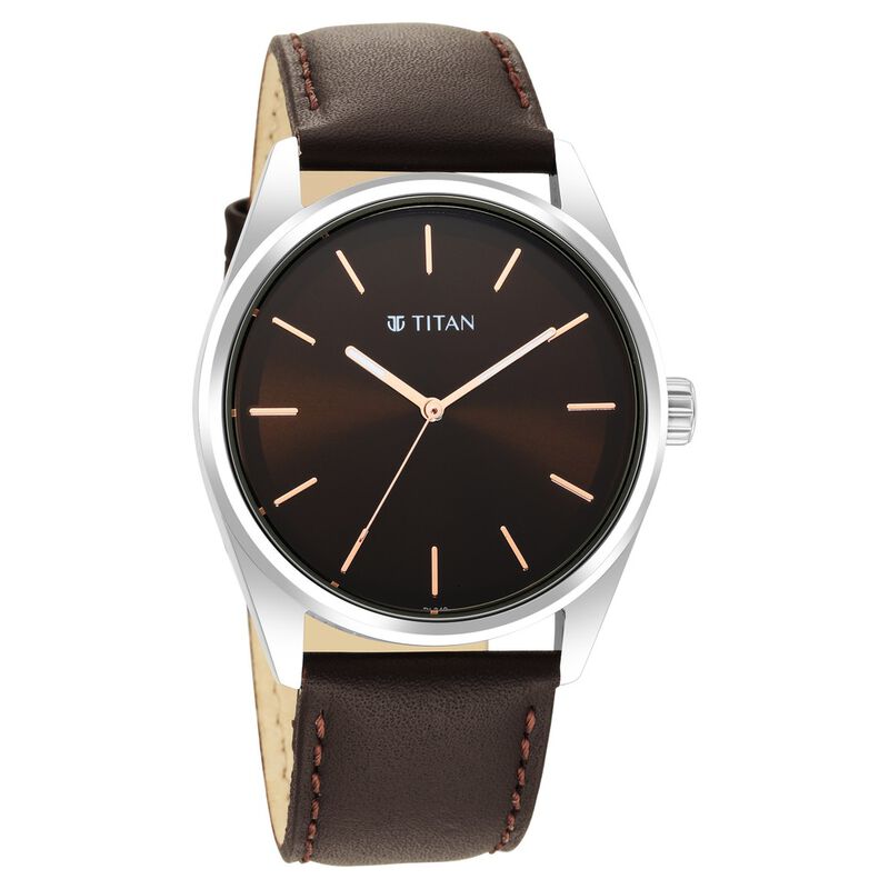 Buy Online Titan Workwear Brown Dial Analog Leather Strap Watch Men ...