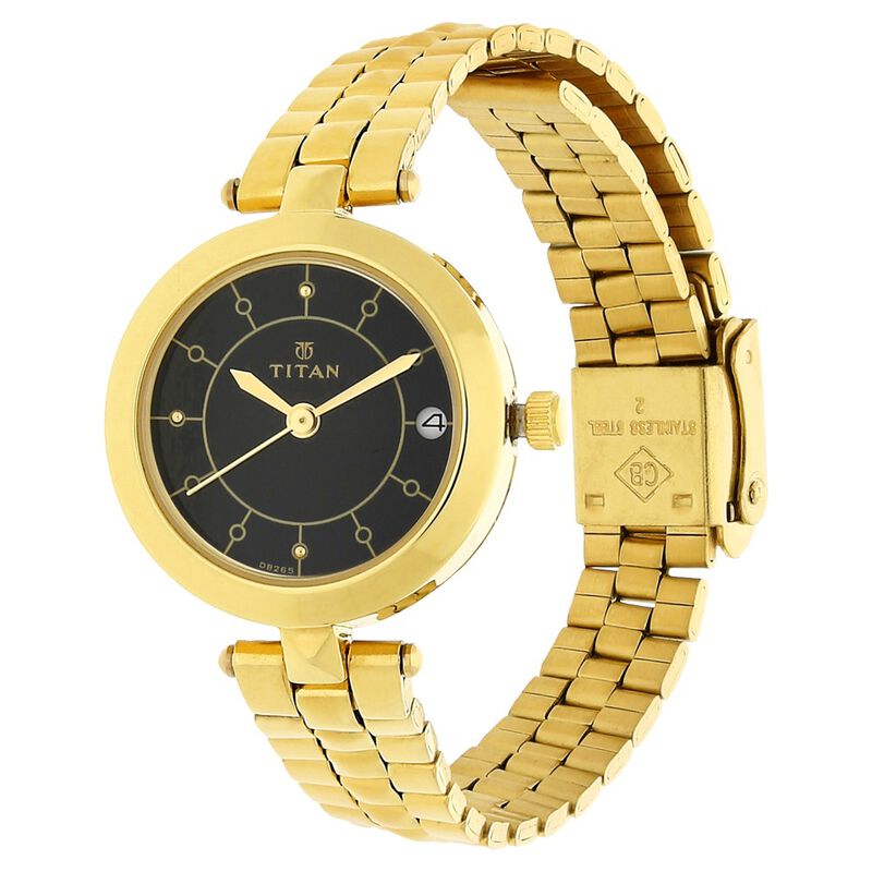 Buy Online Titan Black Dial Analog with Date Metal Strap watch for ...