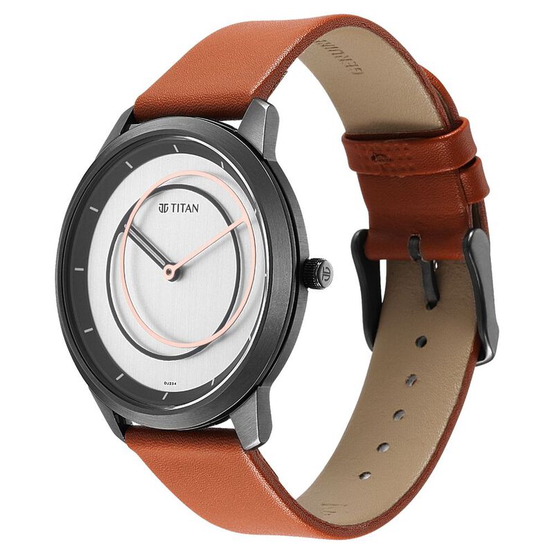 Buy Online Titan Geometrix Silver Dial Analog Leather Strap watch for ...