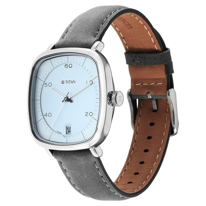 Buy Online Titan Quartz Analog with Date Anthracite Dial Leather Strap ...