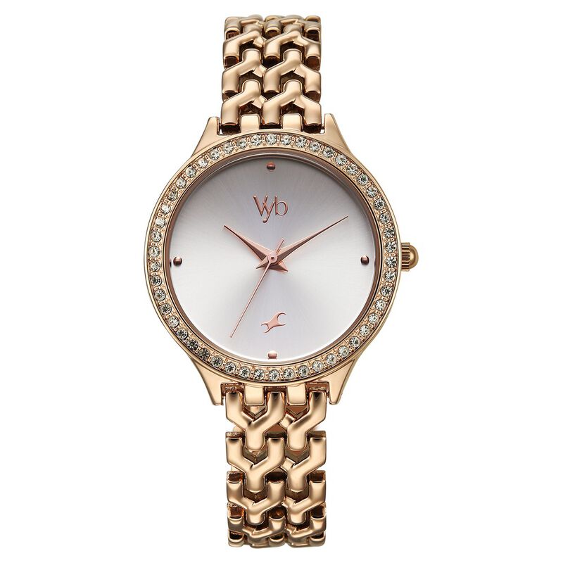 Buy Online Vyb Spotlight By Fastrack Quartz Analog Silver Dial Rose ...