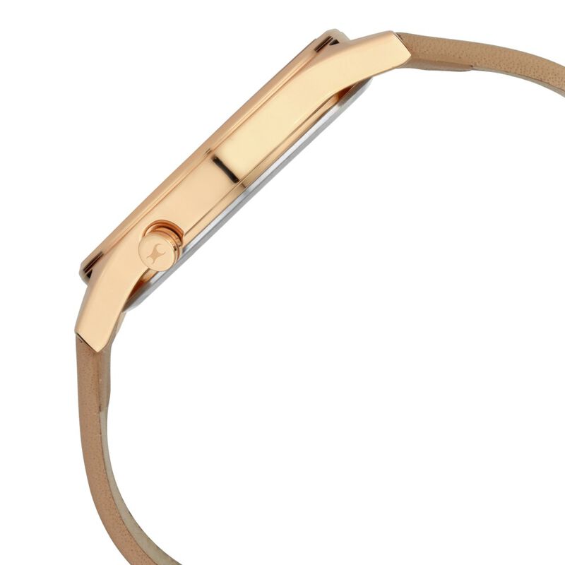 Buy Online Fastrack Tripster Quartz Analog Rose Gold Dial Leather Strap ...