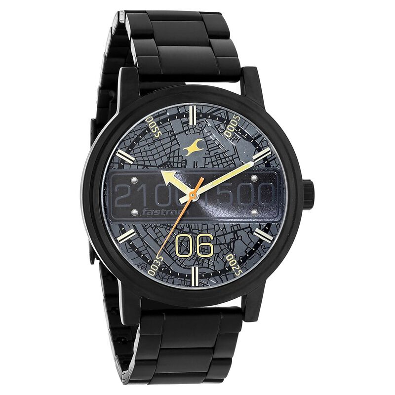 Buy Online Fastrack Road Trip Quartz Analog Black Dial Stainless Steel ...