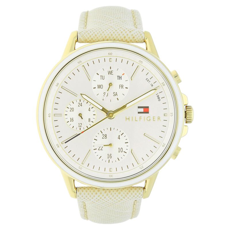Buy Online Tommy Hilfiger Quartz Multifunction Silver Dial Leather ...