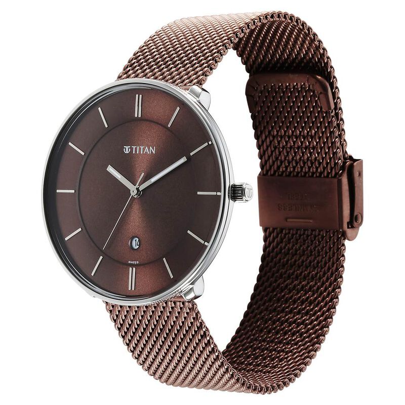 Buy Online Titan Noir Brown Dial Analog Stainless Steel Strap watch for ...