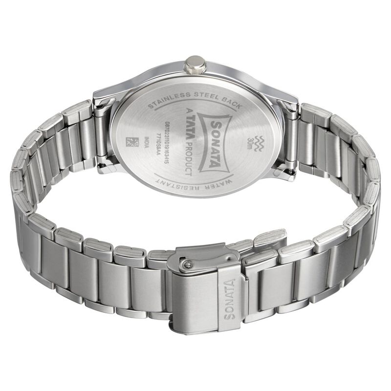 Buy Online Sonata Smart Plaid Quartz Analog Black Dial Stainless Steel ...