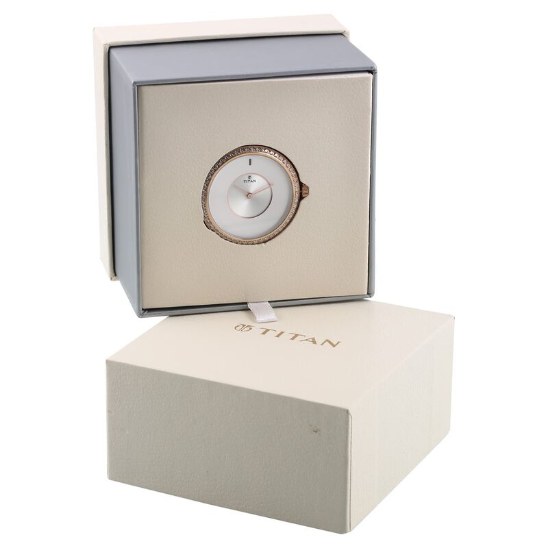 Buy Online Titan We Silver Dial Women Watch With Leather Strap ...