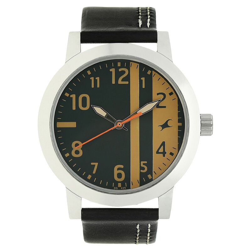 Buy Online Fastrack Bare Basics Quartz Analog Green Dial Leather Strap ...