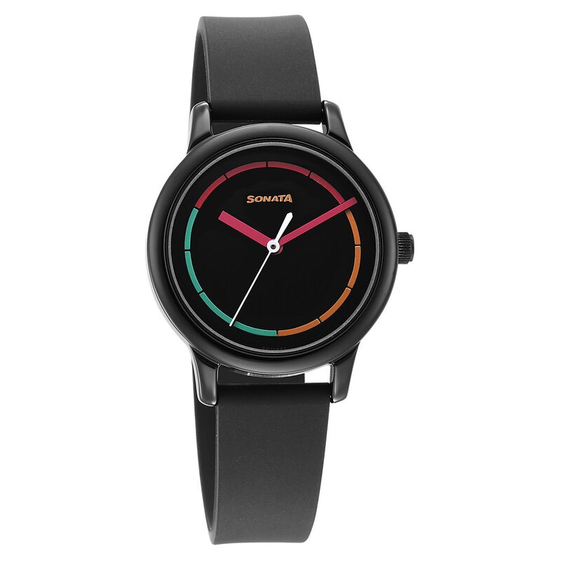 Buy Online Sonata Splash Black Dial Women Watch With Plastic Strap ...