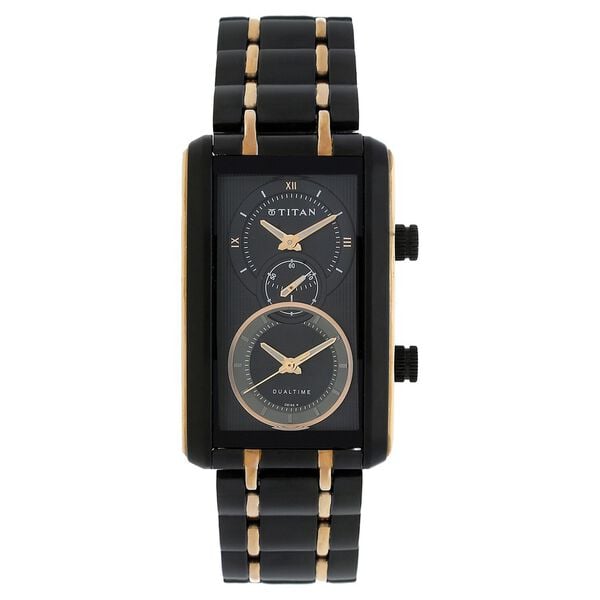 Buy Online Titan Dual Time Black Dial Stainless Steel Strap watch for ...