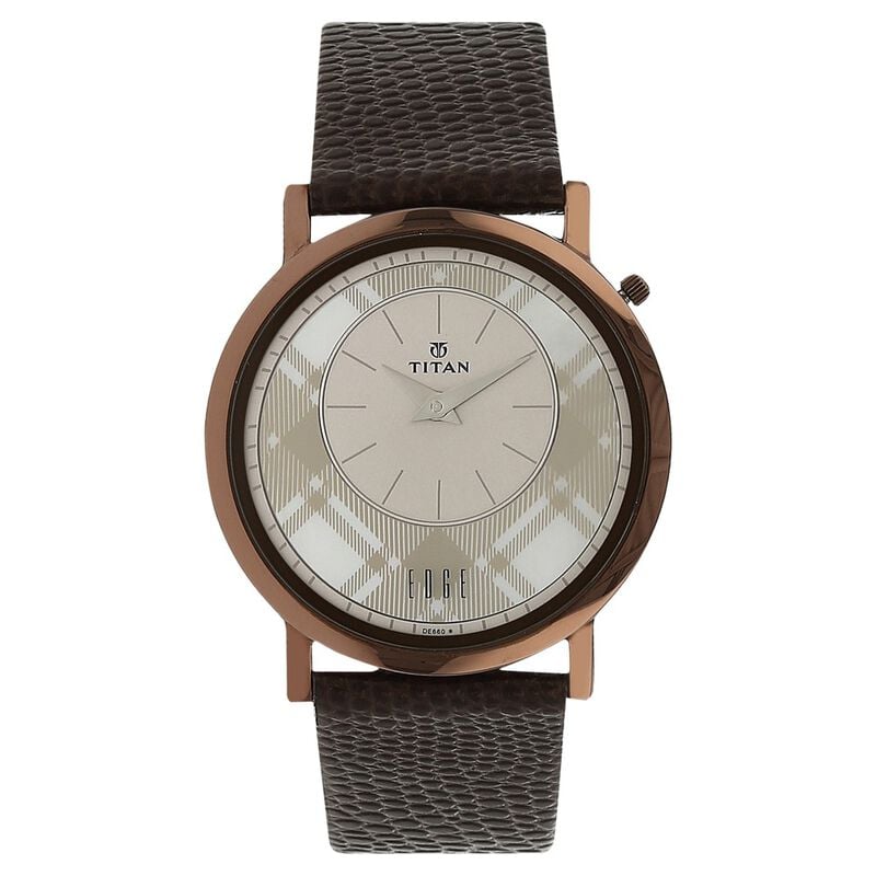 Buy Online Titan Edge White Dial Women Watch With Leather Strap ...