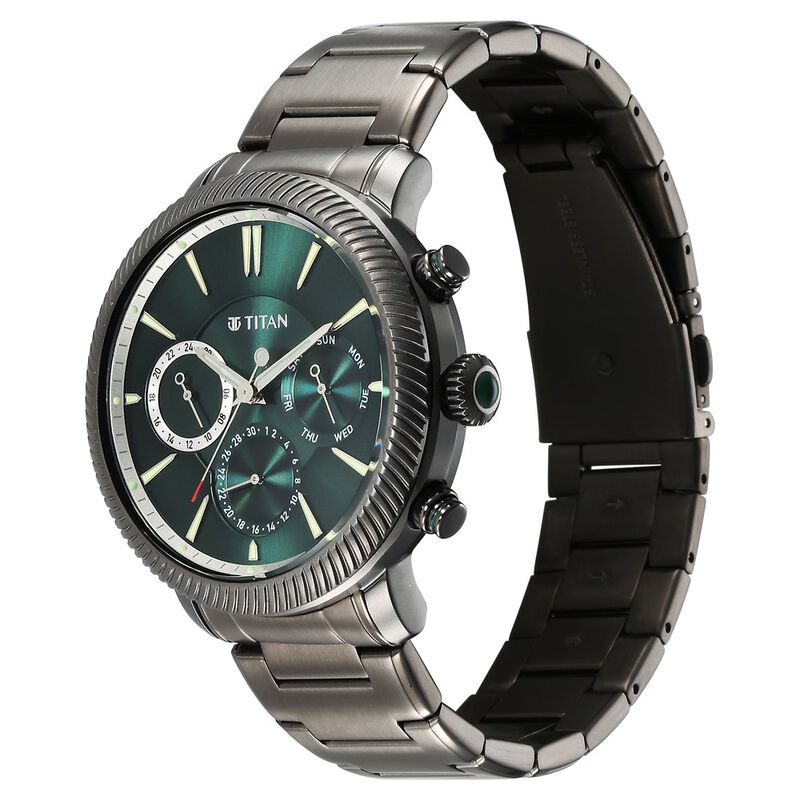 Buy Online Titan Stellar Quartz Multifunction Green Dial Stainless ...