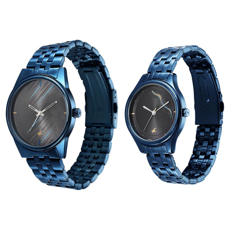 Buy Online Fastrack Mixmatched Quartz Analog Black Dial Blue Stainless ...