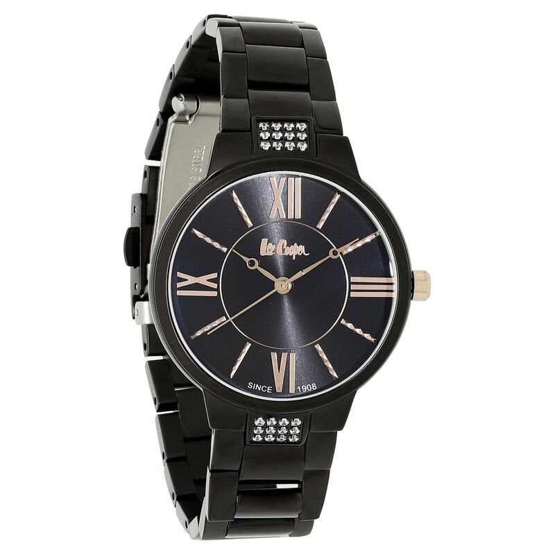 Buy Online Lee Cooper Quartz Analog Black Dial Metal Strap Watch for ...