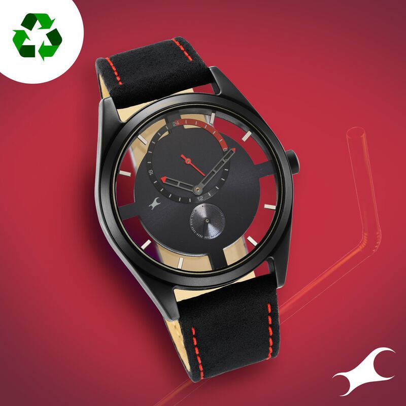 Buy Online Fastrack Revibe Quartz Multifunction Black Dial Fabric Strap ...