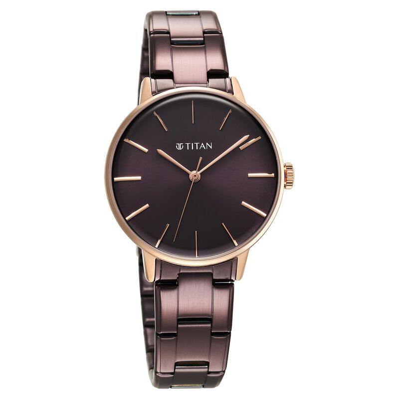 Buy Online Titan TGIF Quartz Analog Brown Dial Purple Stainless Steel ...