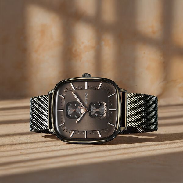 Buy Online Titan Avant Garde Quartz Multifunction Brown Dial With Green ...