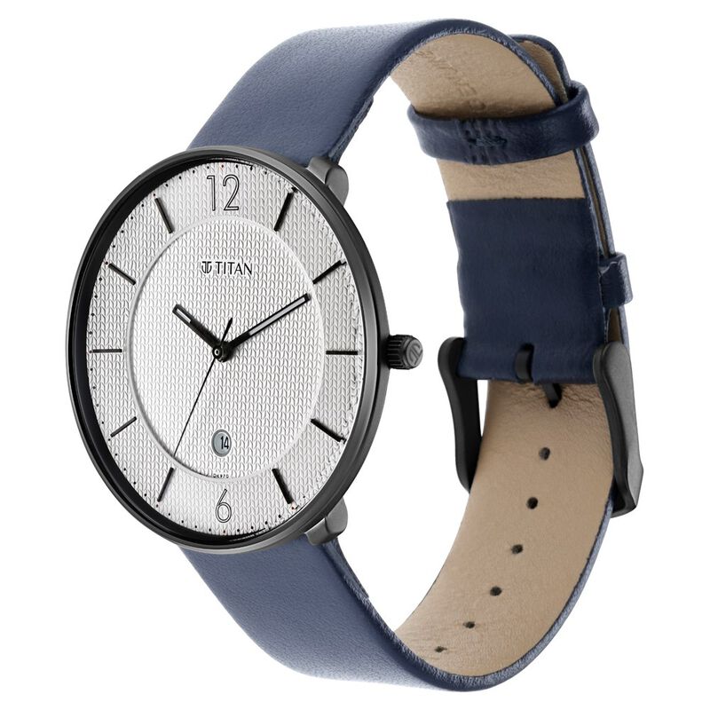 Buy Online Titan Minimals White Dial Analog with Date Leather Strap ...