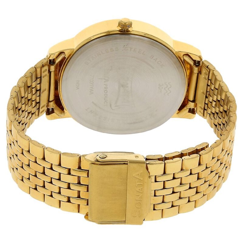 Buy Online Sonata Quartz Analog with Day and Date Champagne Dial ...