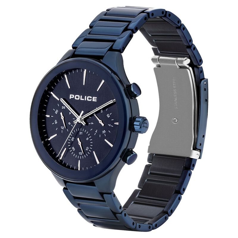 Buy Online Police Quartz Multifunction Blue Dial Metal Strap Watch for ...