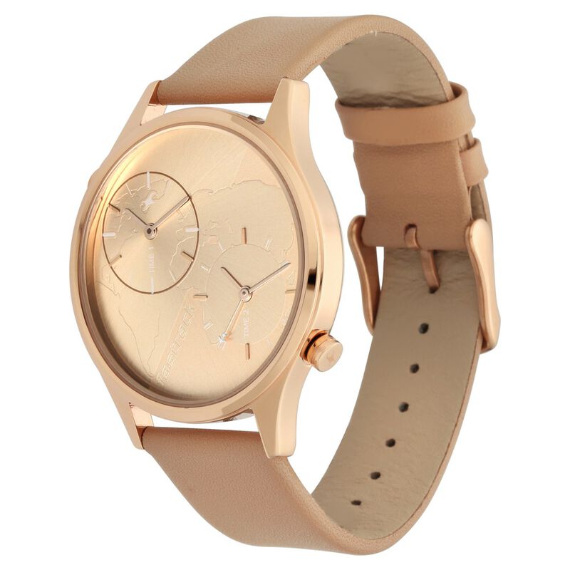 Buy Online Fastrack Tripster Quartz Analog Rose Gold Dial Leather Strap ...
