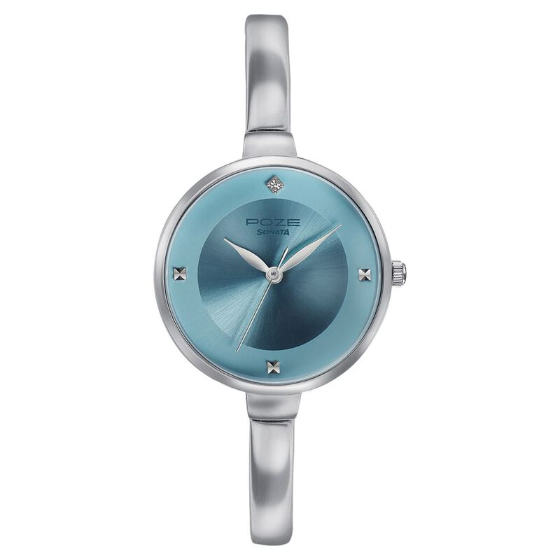 Buy Online Poze by Sonata Quartz Analog Blue Dial Metal Strap Watch for ...