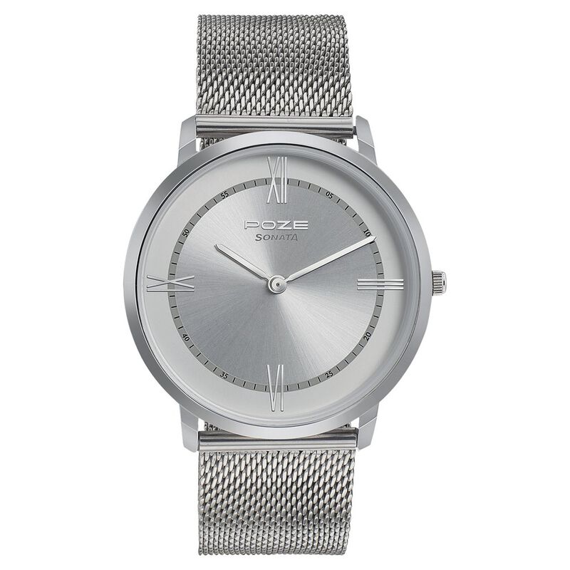 Buy Online Sonata Poze Quartz Analog Silver dial Metal Strap Watch for ...