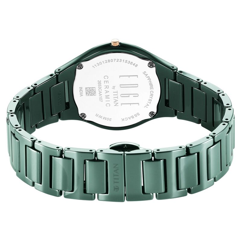 Buy Online Titan Edge Ceramic Quartz in Glossy Green Dial Watch for ...