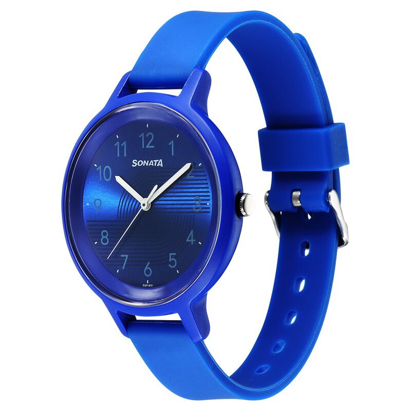 Buy Online Sonata Splash Quartz Analog Blue Dial Plastic Strap Watch ...